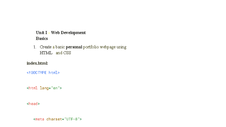 Full Stack Web Development Lab - Unit I - Web Development Basics 1 ...