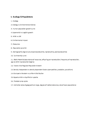 Population Ecology - Study Notes & Assignments - Studocu