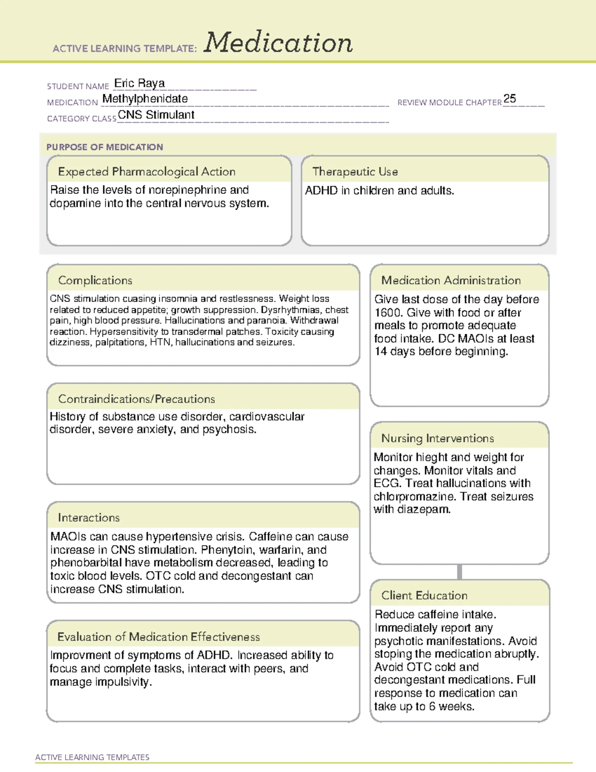 Phenelzine template - ACTIVE LEARNING TEMPLATES Medication STUDENT NAME ...