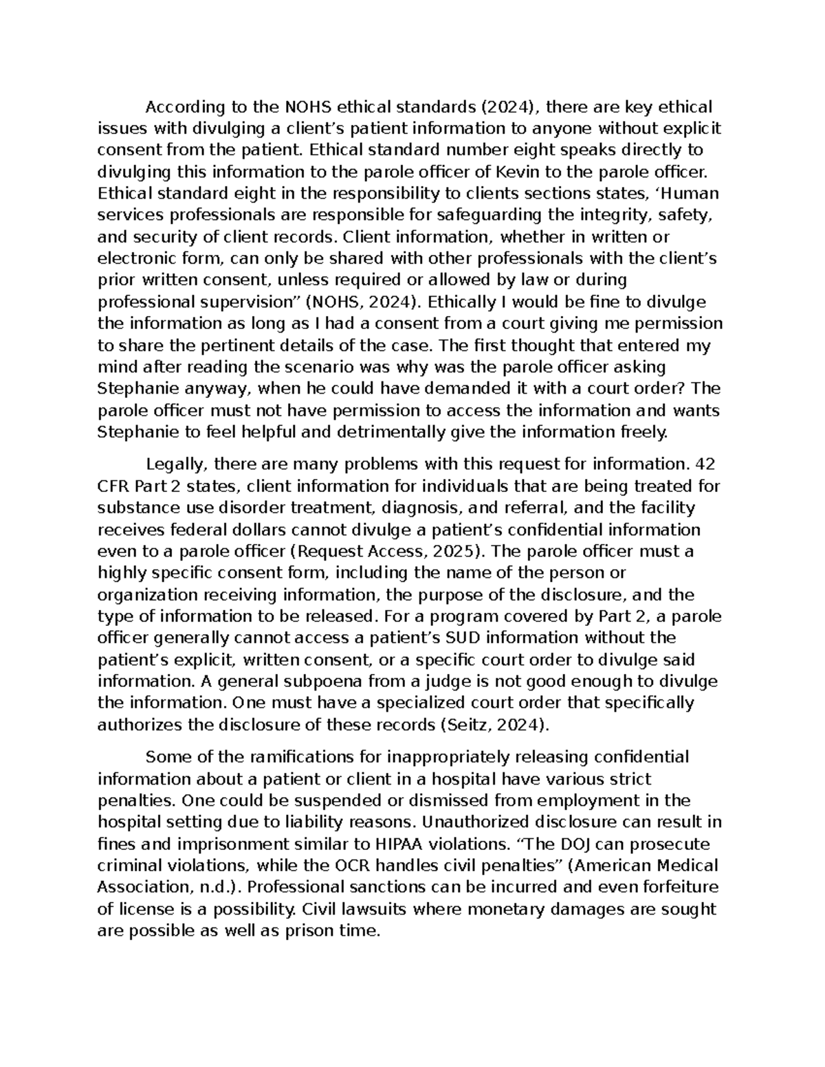 HSE-340 Ethical Standards on Patient Information Disclosure - Studocu