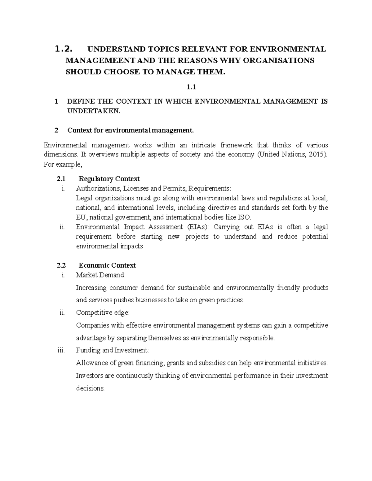 Understanding environmental management contexts and standards (ENV 101 ...