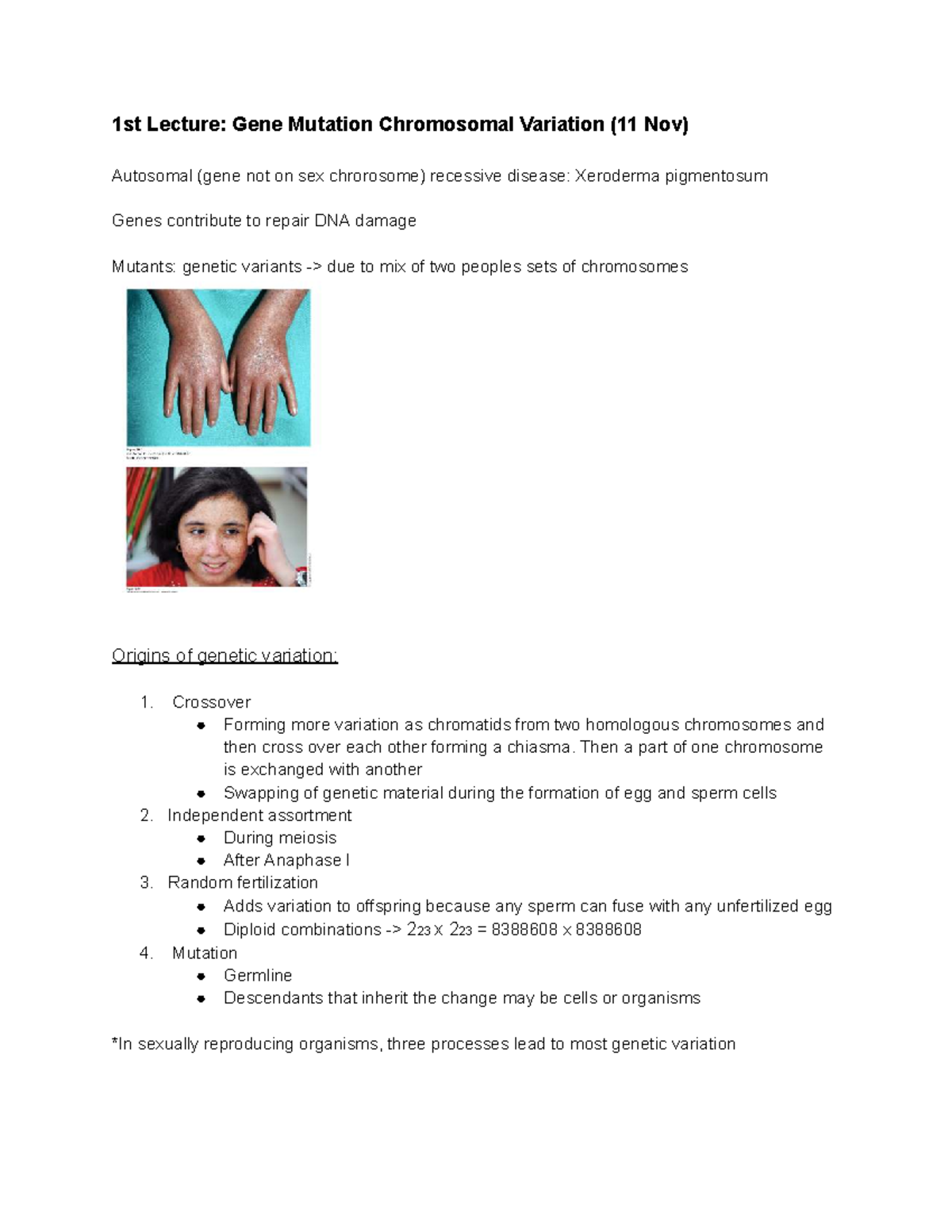 Genetics Notes: 1st Lecture on Gene Mutation & Chromosomal Variation ...