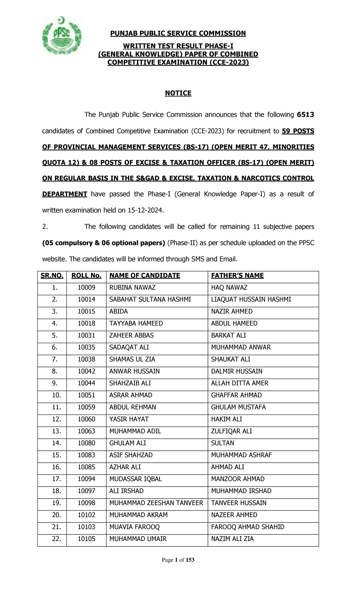 1C2024 2412312084 - Ppsc - PUNJAB PUBLIC SERVICE COMMISSION WRITTEN ...