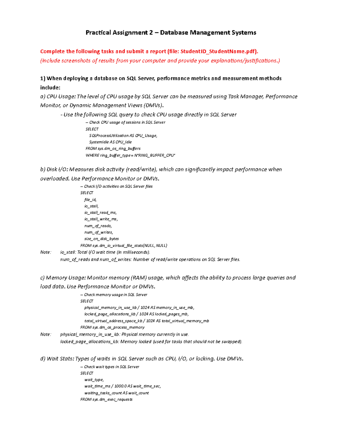 Practical Assignment 2: Database Management Systems (DBMS) Analysis ...