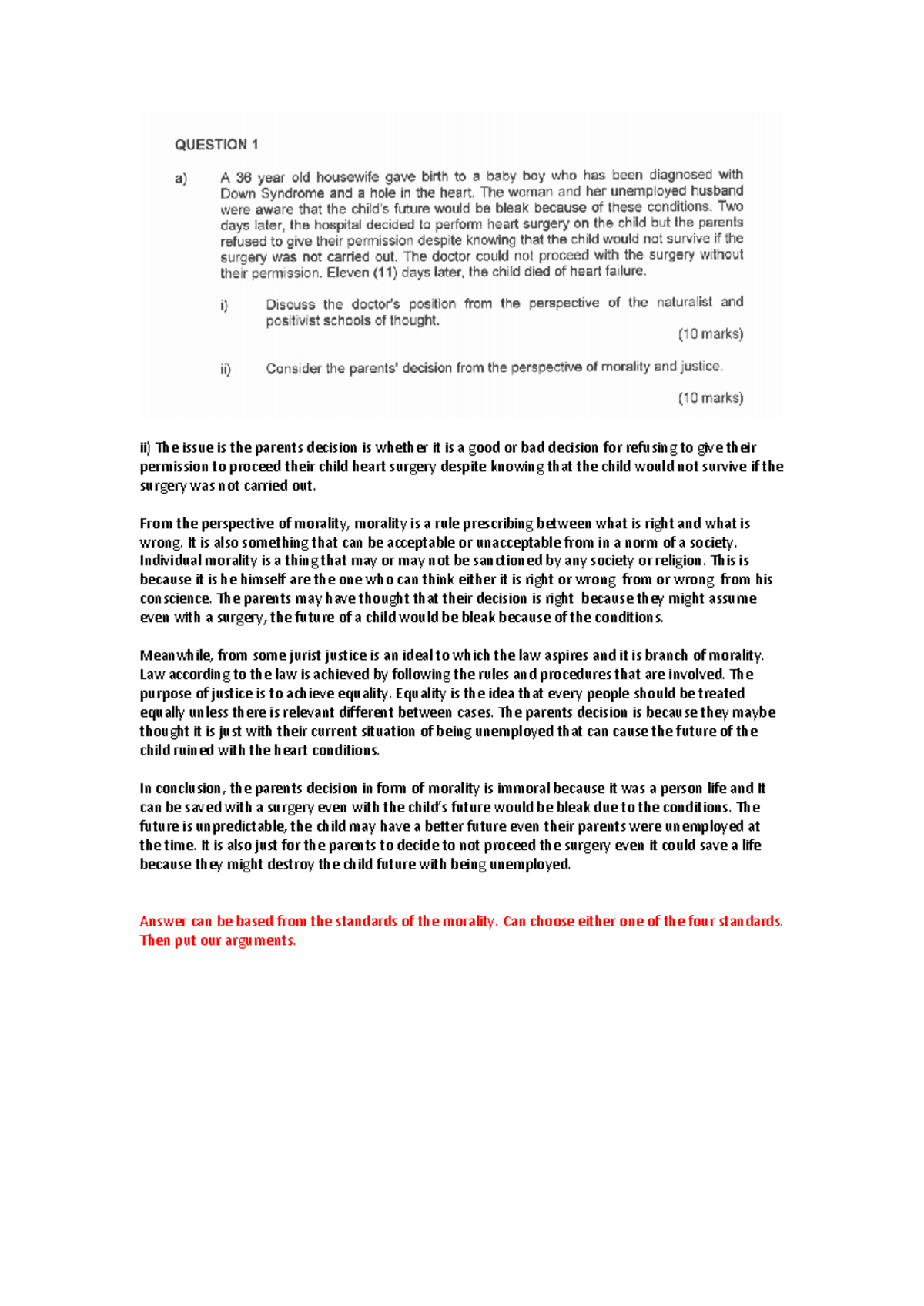 LAW 034 week 6 tutorial - Lecture notes Week 6 - ii) The issue is the ...