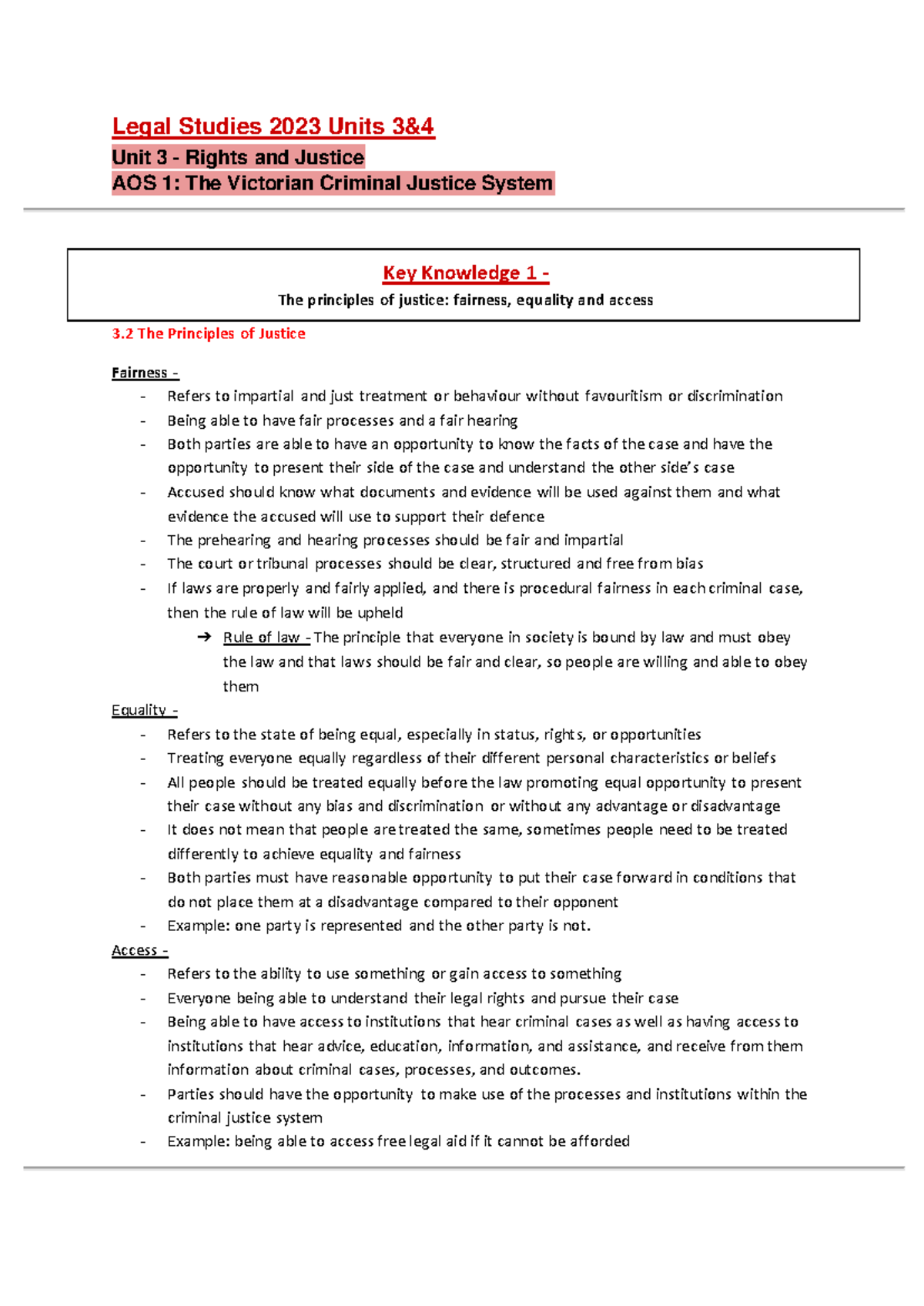 Legal notes pdf - Legal Studies 2023 Units 3& Unit 3 - Rights and ...