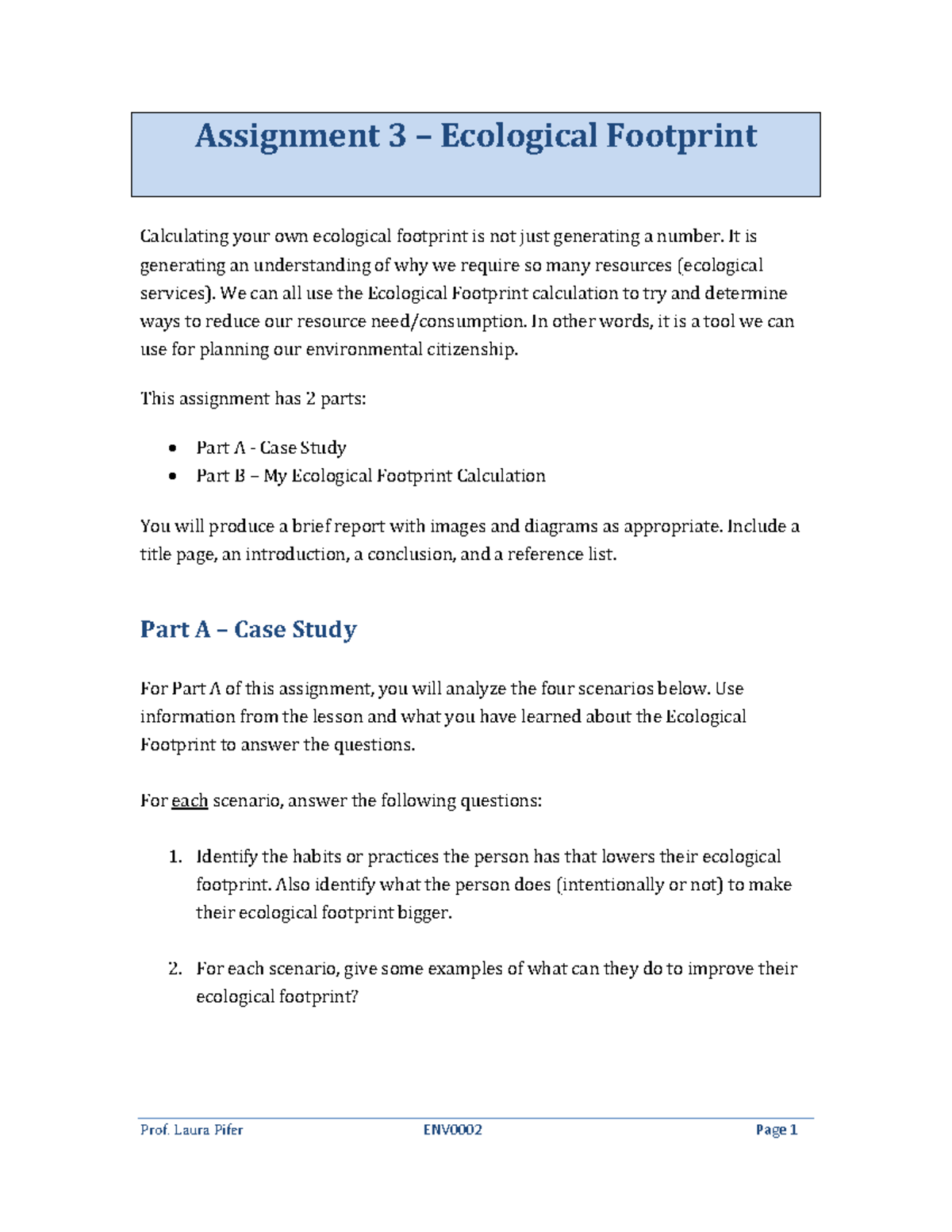 A3 Ecological Footprint Case Study Analysis 21W - Studocu