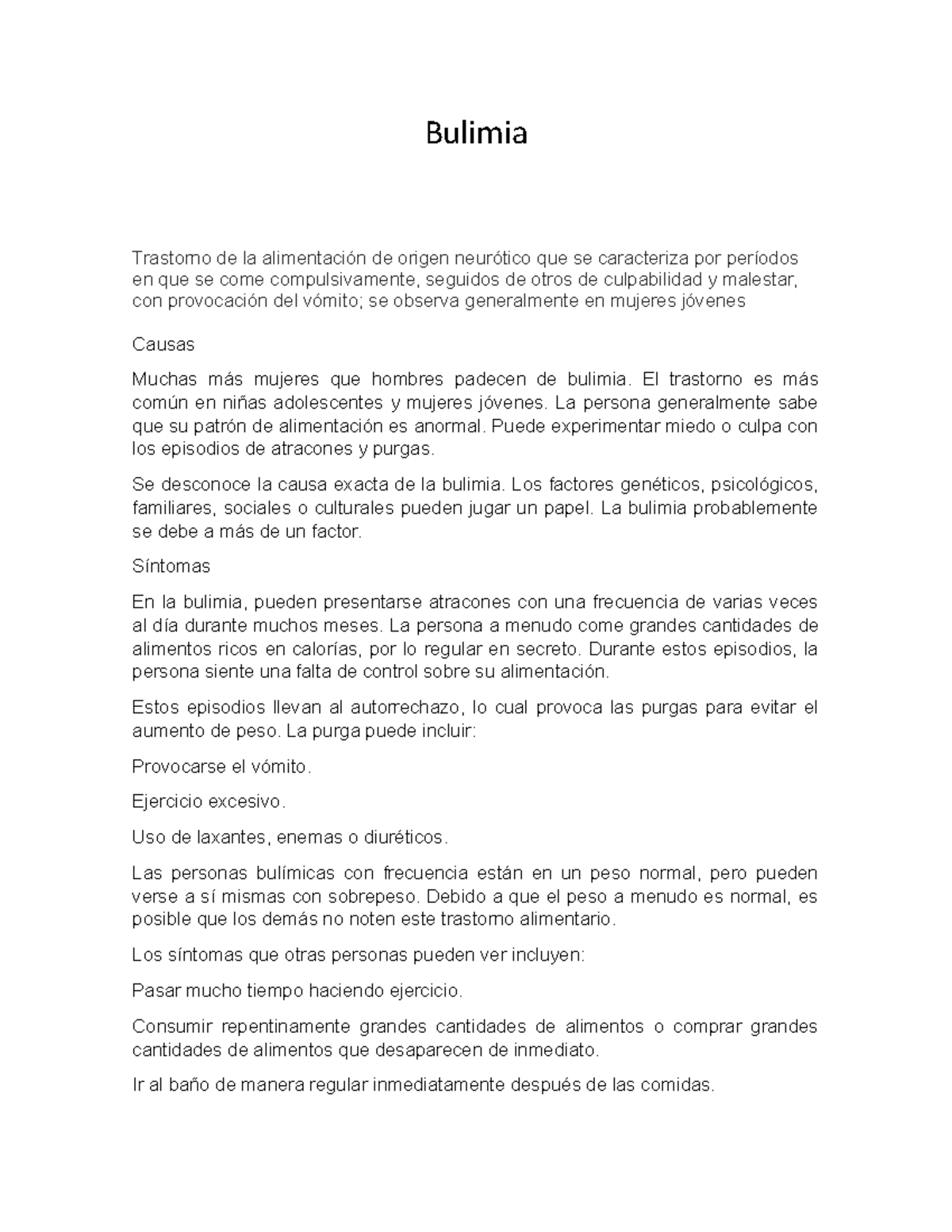 Bulimia: Causas, Síntomas y Características del Trastorno Alimentario ...