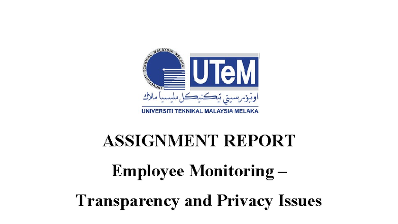 ASSIGNMENT REPORT: Employee Monitoring & Privacy Issues S1 DCS S3G2 ...