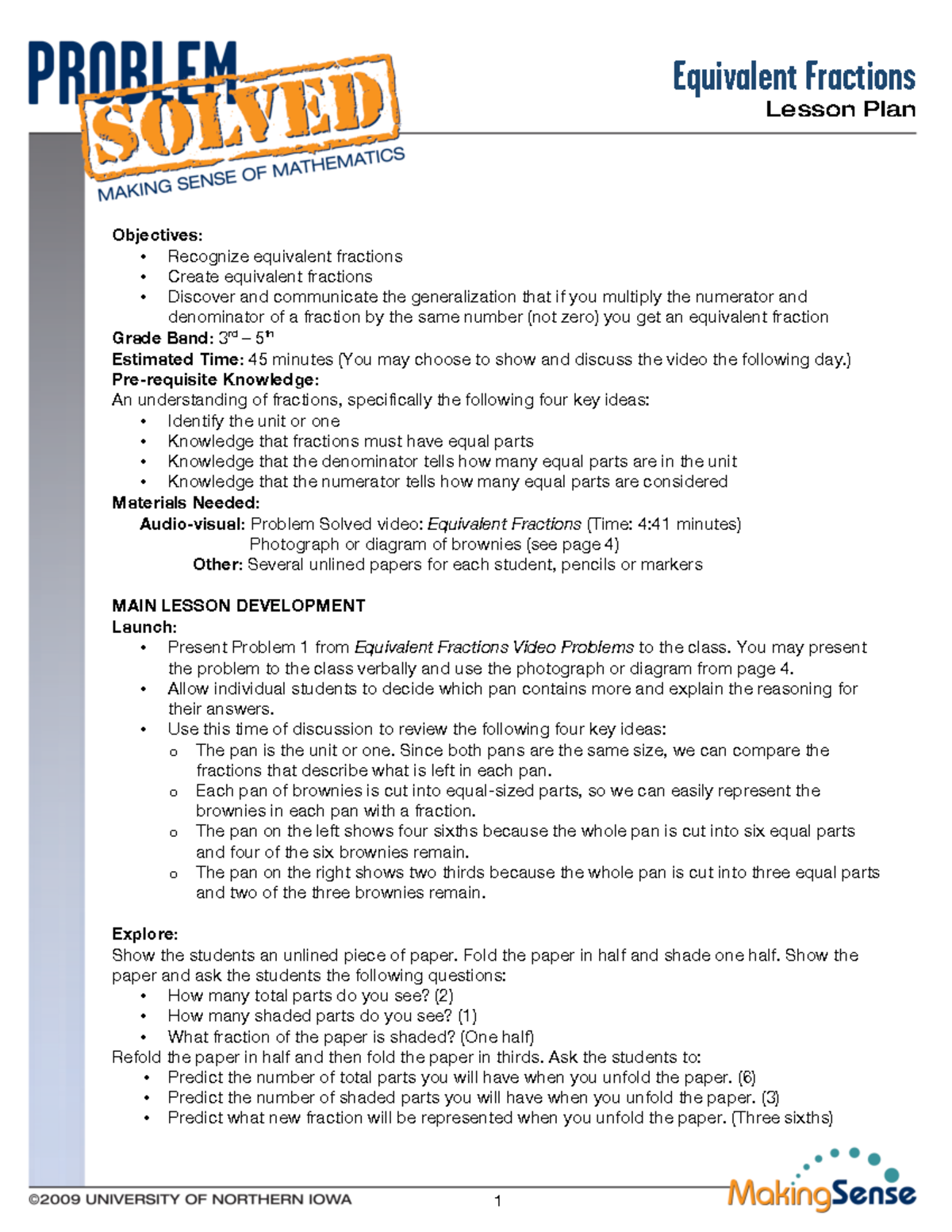 C Lesson Plan: Understanding Equivalent Fractions for Grades 3-5 - Studocu