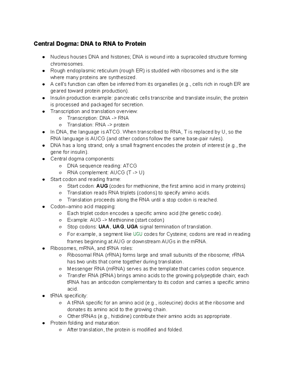 DNA Replication, Cell Cycle, and Genetic Variation Notes (BIO 101 ...