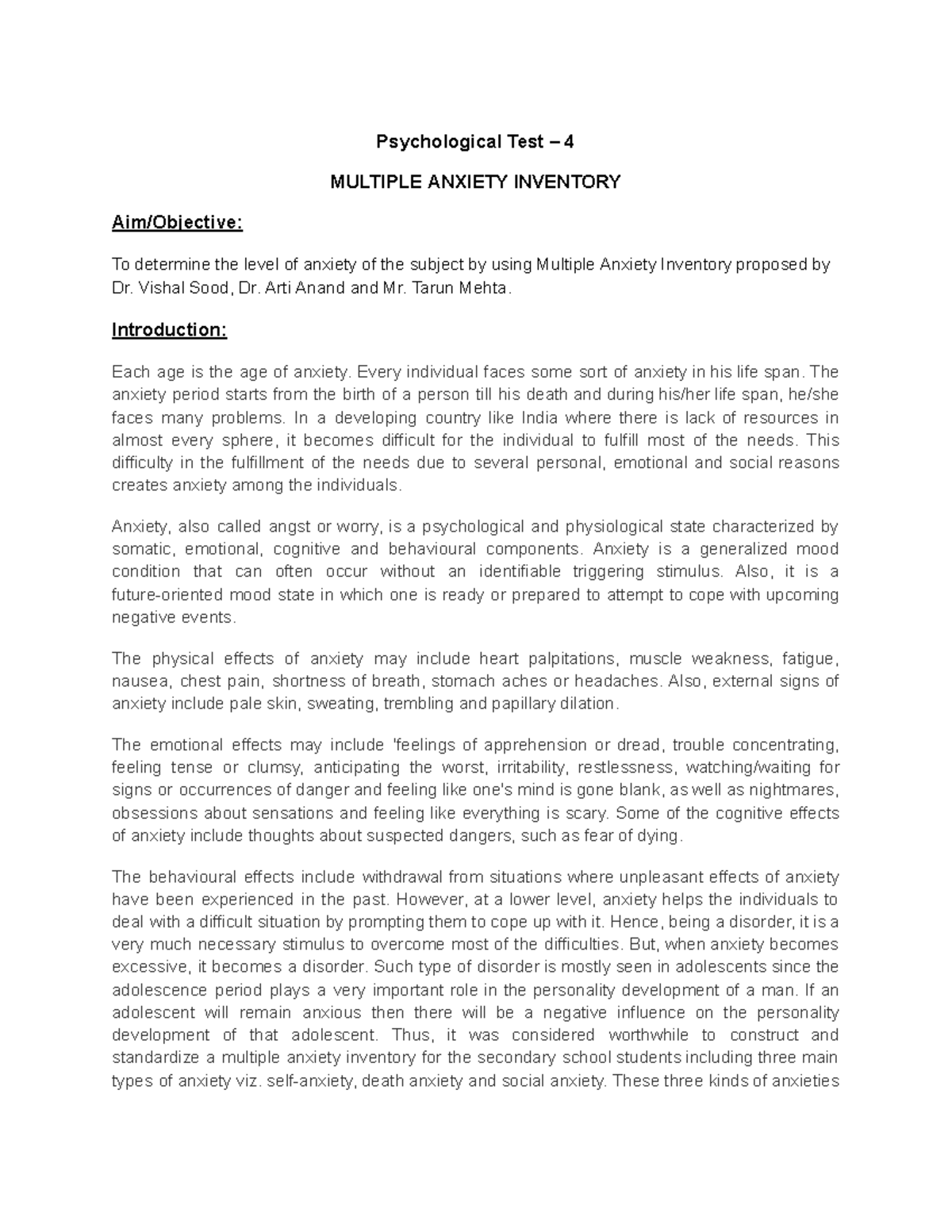 Psychological Test 4: Multiple Anxiety Inventory Analysis (251130 ...