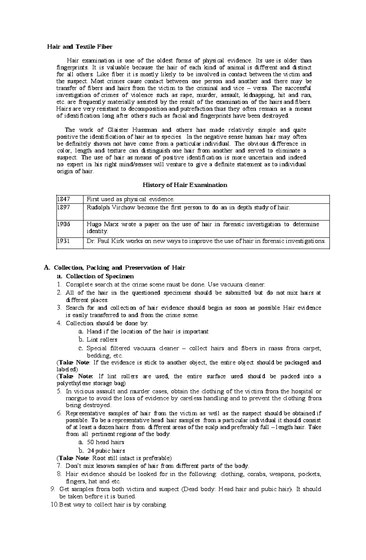Forensic Examination of Hair and Textile Fibers - Topic 4 - Studocu