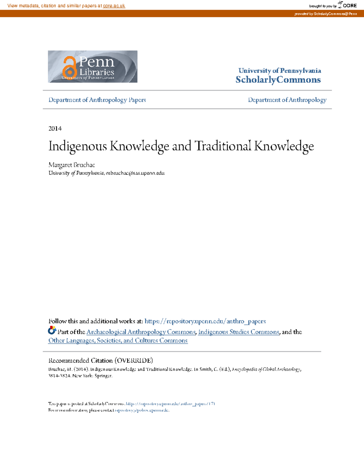 Indigenous Knowledge Systems: Conceptual Insights for ANTH 2011 Essay ...