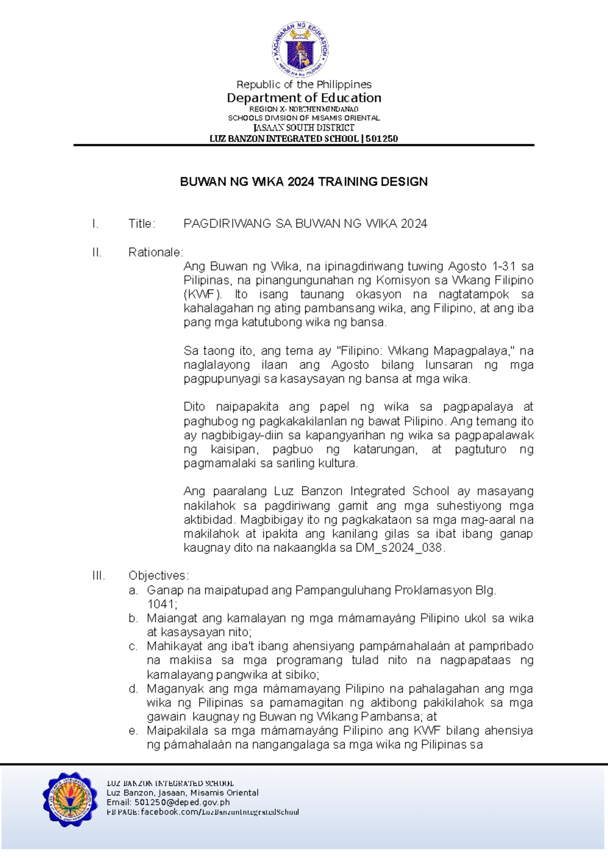 LBIS- Buwan NG WIKA 2024 Accomplishment- Report - ` Luz Banzon ...