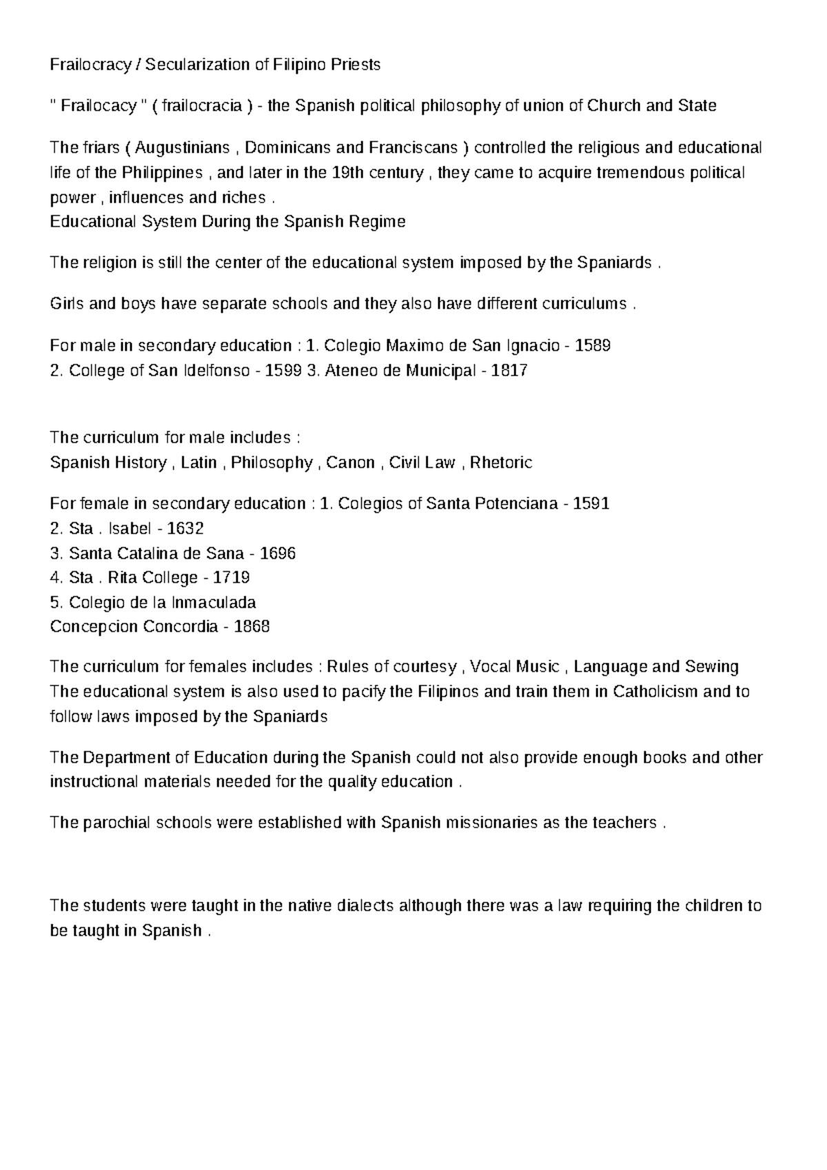 Secularization of Filipino Priests: Educational Influence of Friars ...