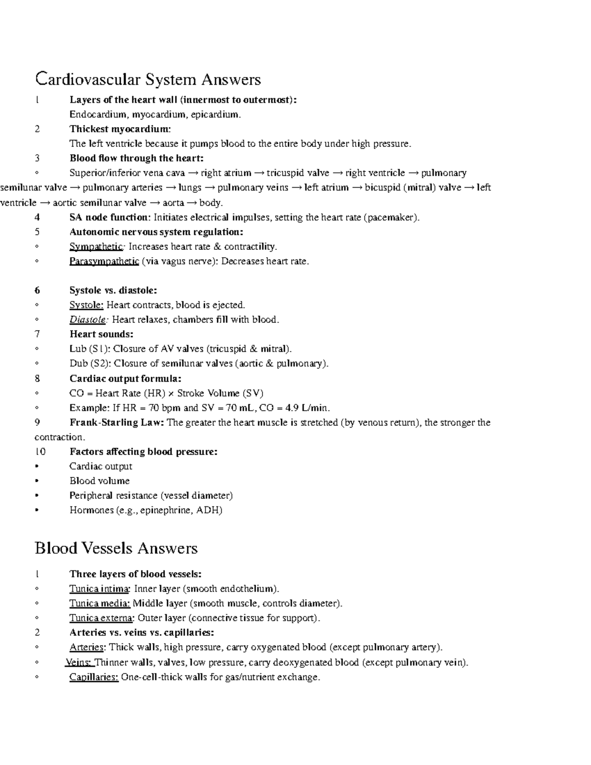 Cardiovascular and Lymphatic System Study Guide (BIO 101) - Studocu
