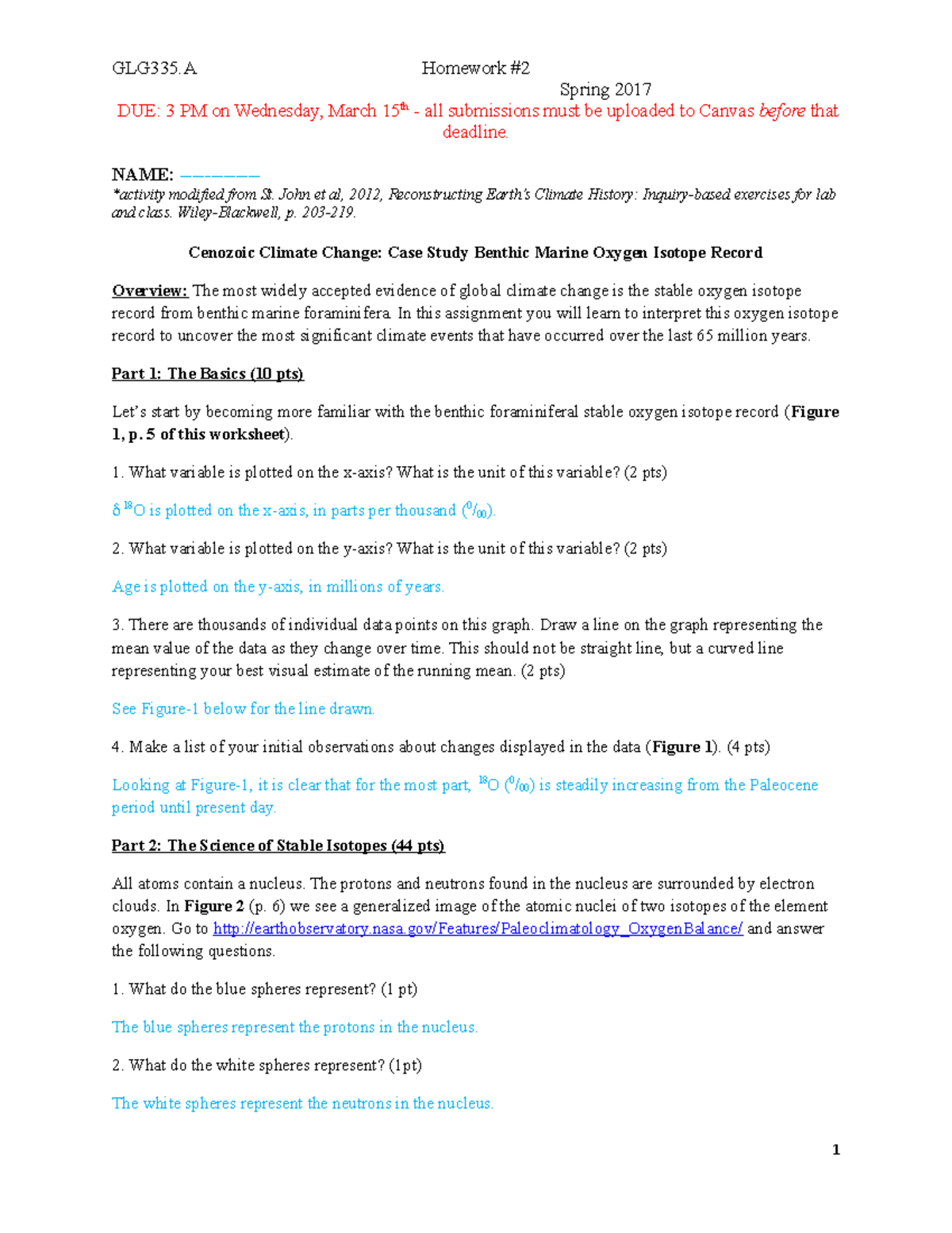 GLG335 Homework 2 Case Study on Cenozoic Climate Change Analysis - Studocu