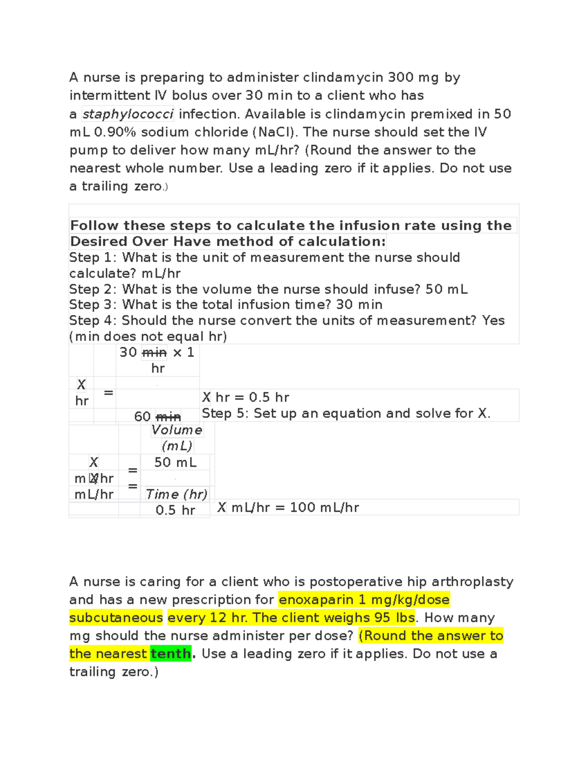 Math Calculations for Nursing Medications: Jan 8 -1 2 - Studocu
