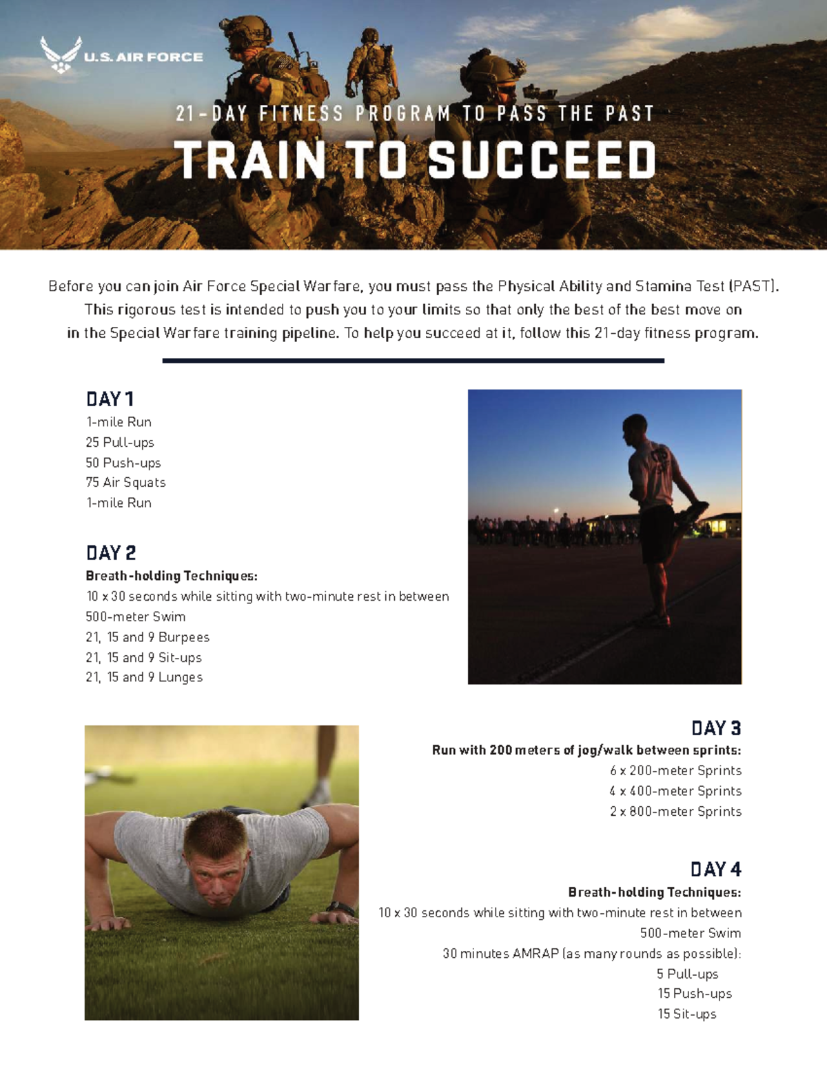 Air Force Special Warfare PAST Fitness Program Guide - Studocu