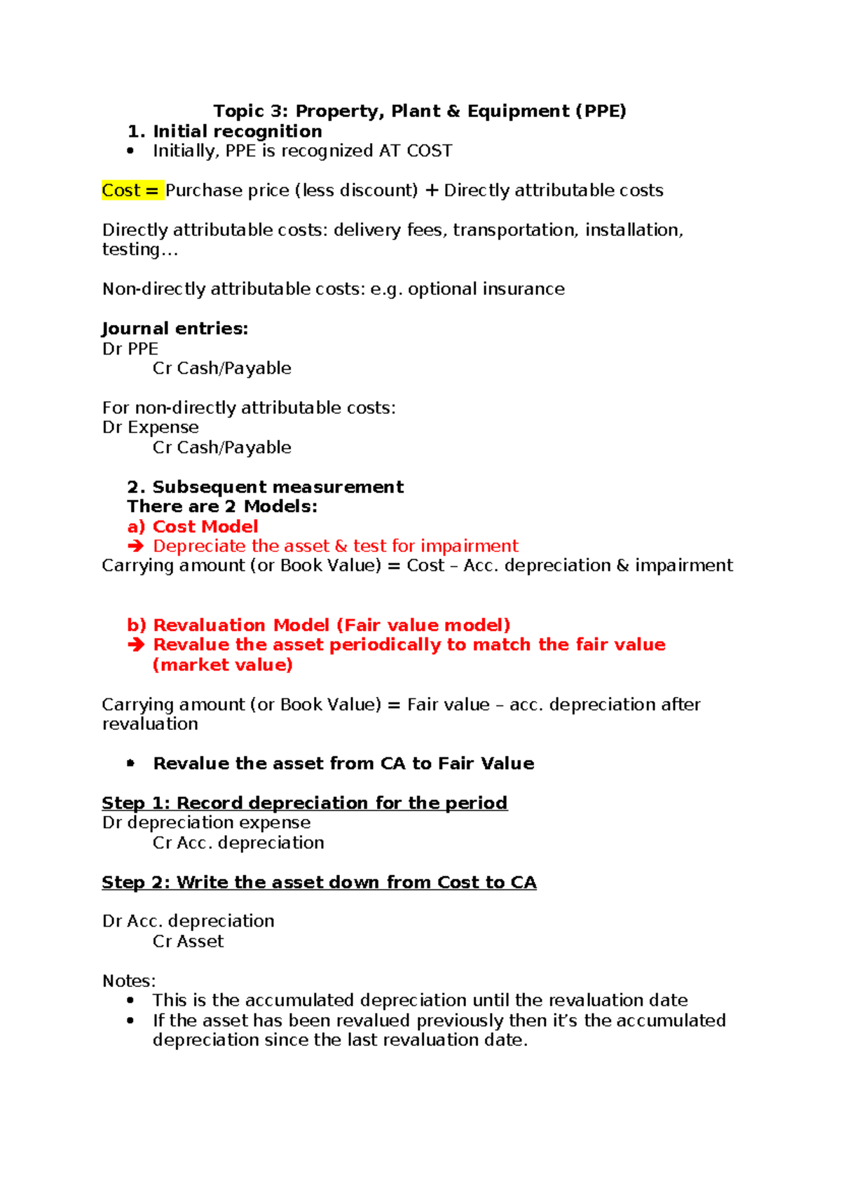 Topic 3: Asset Revaluation in PPE - Initial Recognition & Measurement ...