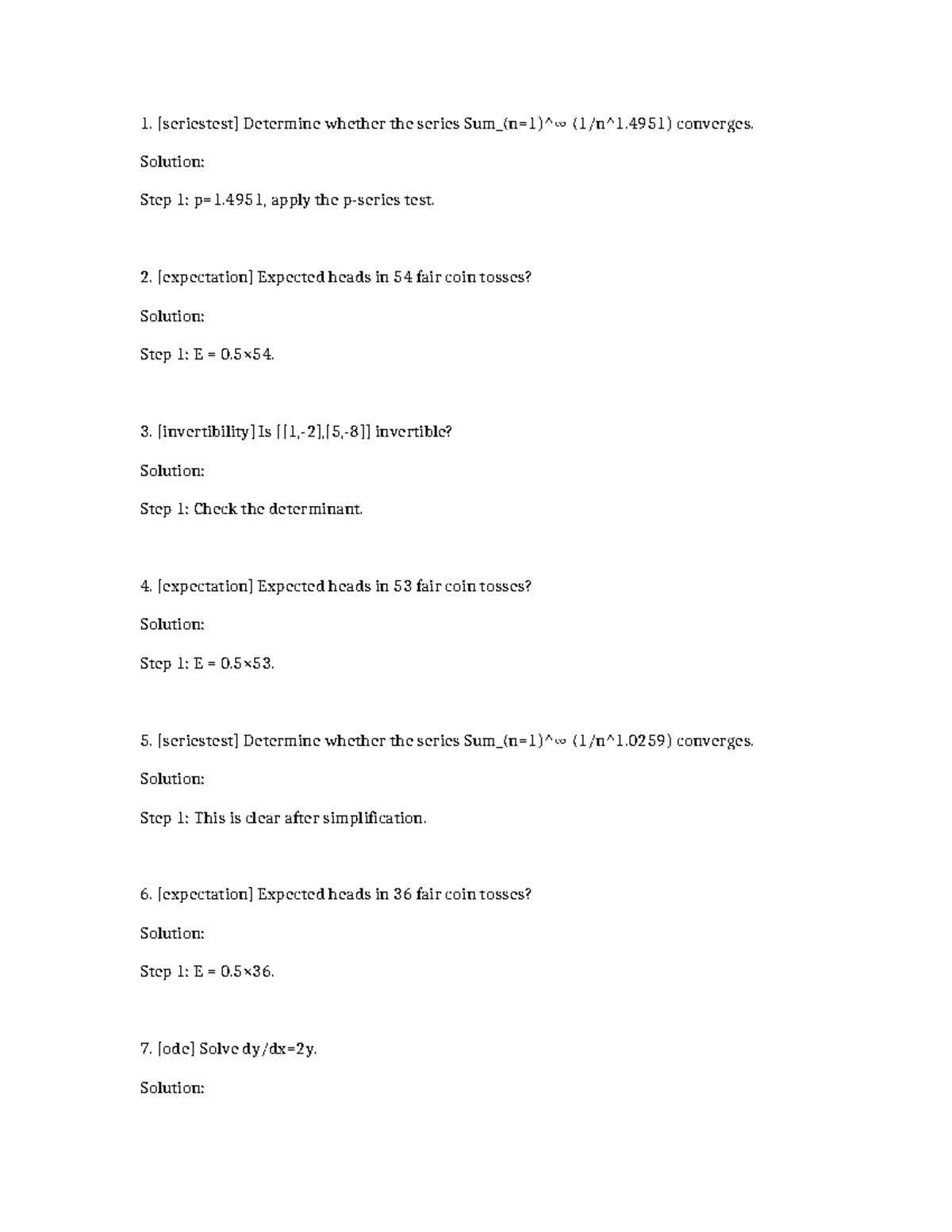 Math 2600 - Series Convergence & Coin Toss Expectations Solutions - Studocu
