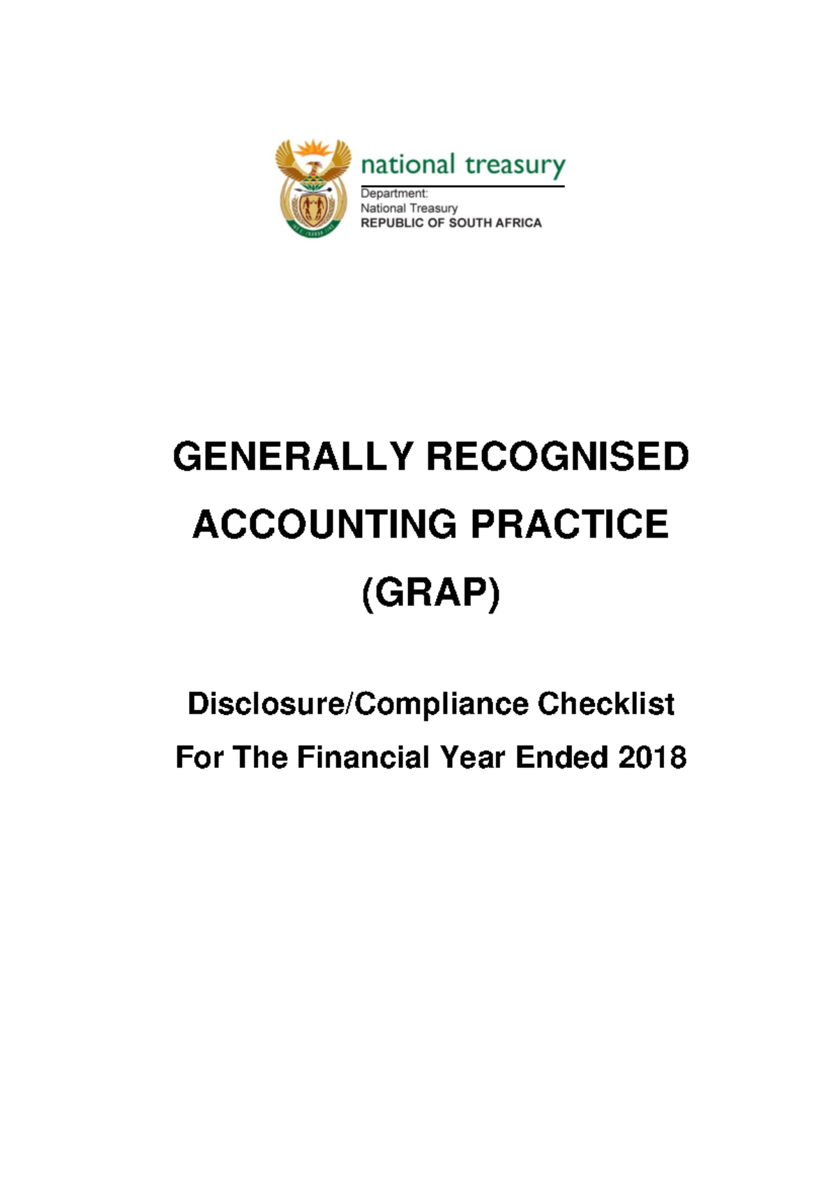 GRAP Disclosure Compliance Checklist for FY 2018 - Studocu