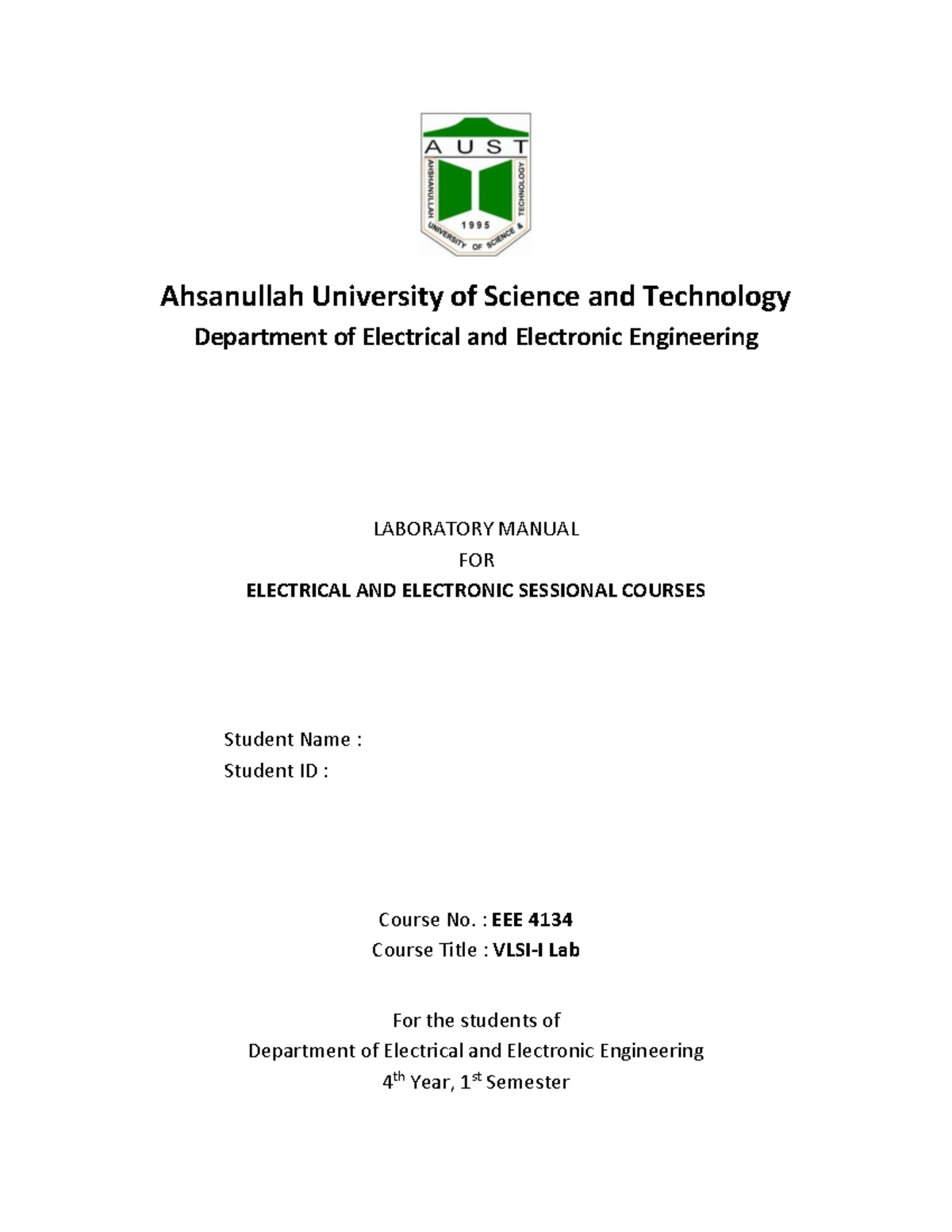 AUST 4134 Laboratory Manual: Verilog HDL & CMOS Design Techniques - Studocu