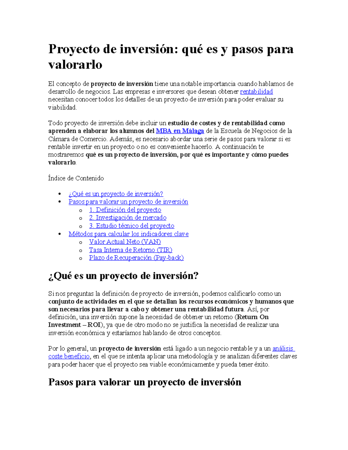Proyecto de inversión - inversion - Proyecto de inversión: qué es y ...