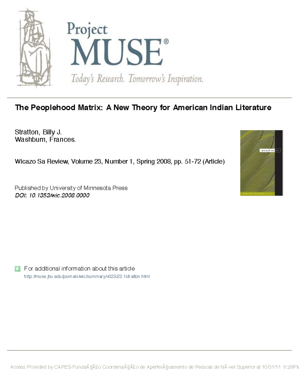 The Peoplehood Matrix: Analyzing American Indian Literature (ENG 202 ...