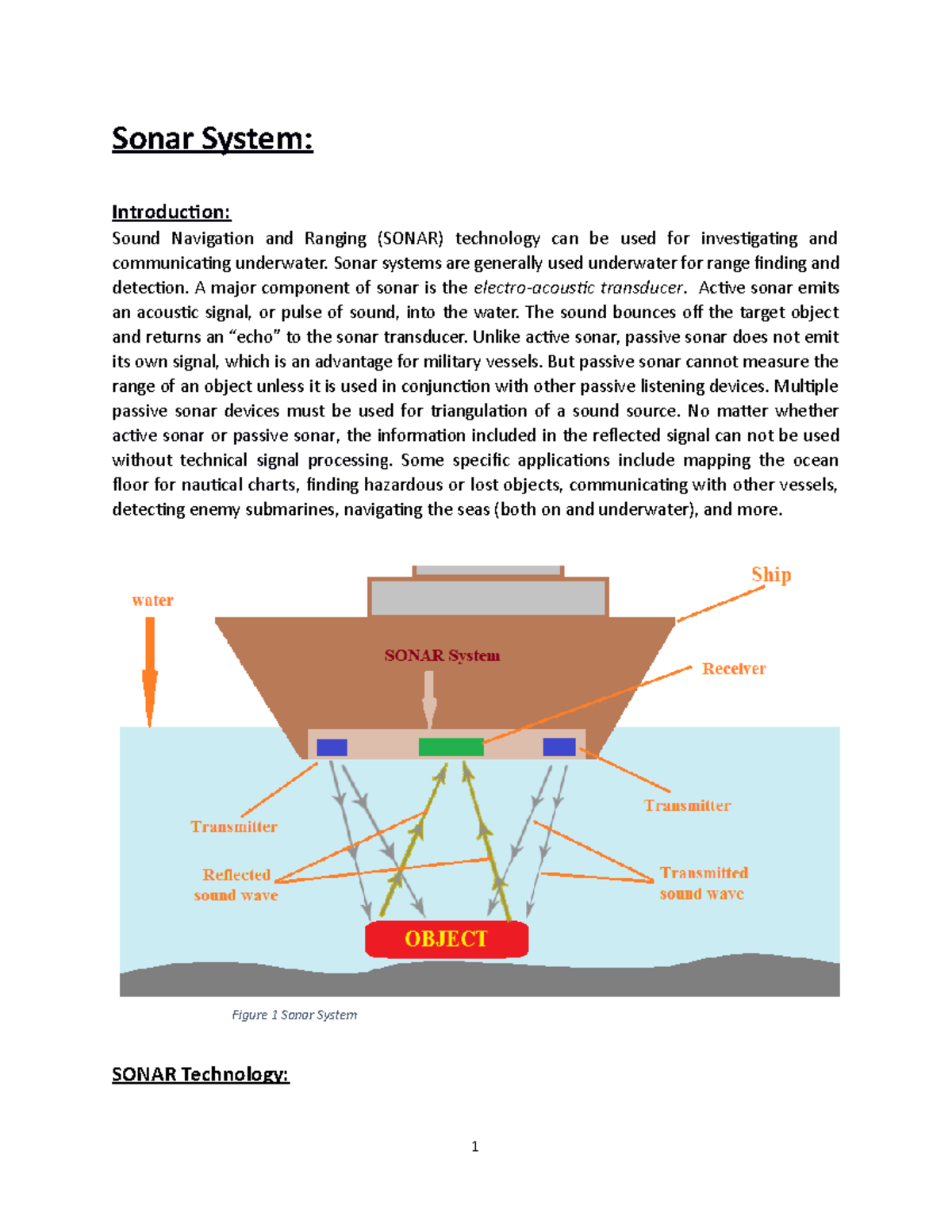 Sonar Signal Processing - Sonar System: Introduction: Sound Navigation and Ranging (SONAR) - Studocu