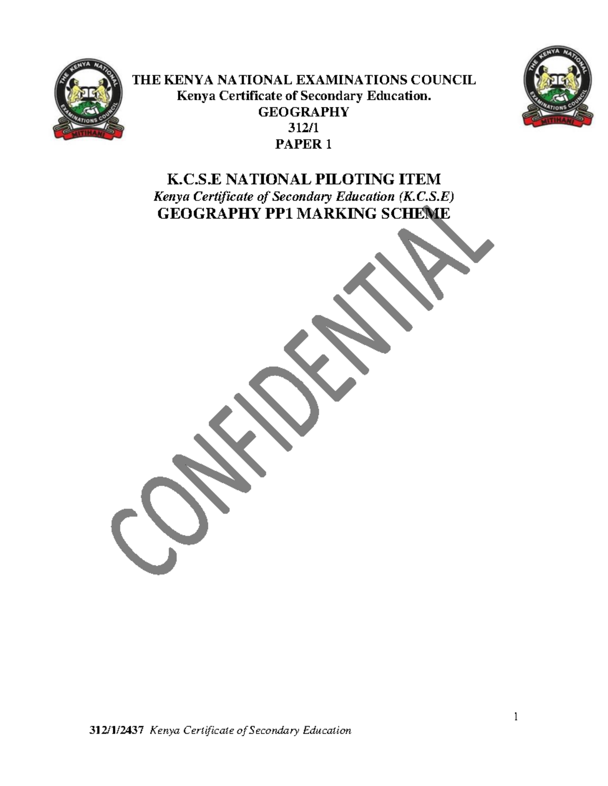 Geography PP1 MS 2024 - Key Revision Insights for KCSE Exams - Studocu