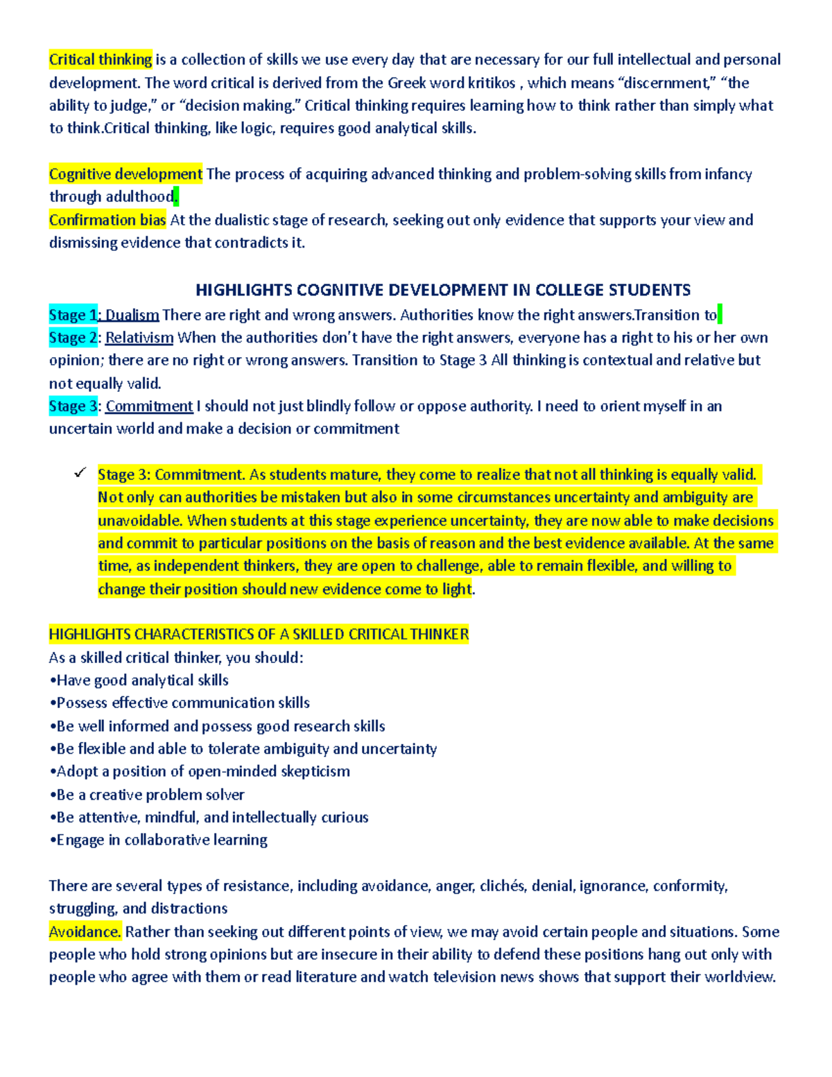 WEEK 1 HUM: Understanding Critical Thinking & Cognitive Development ...