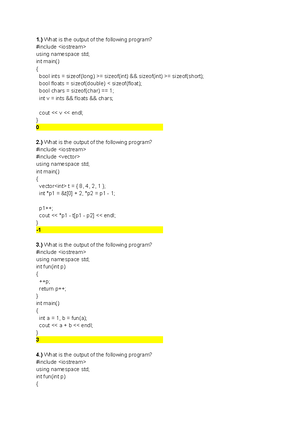 Net Acad C++ Essentials Part 1 Module 4 - 1.) What is the output of the following snippet? # ...