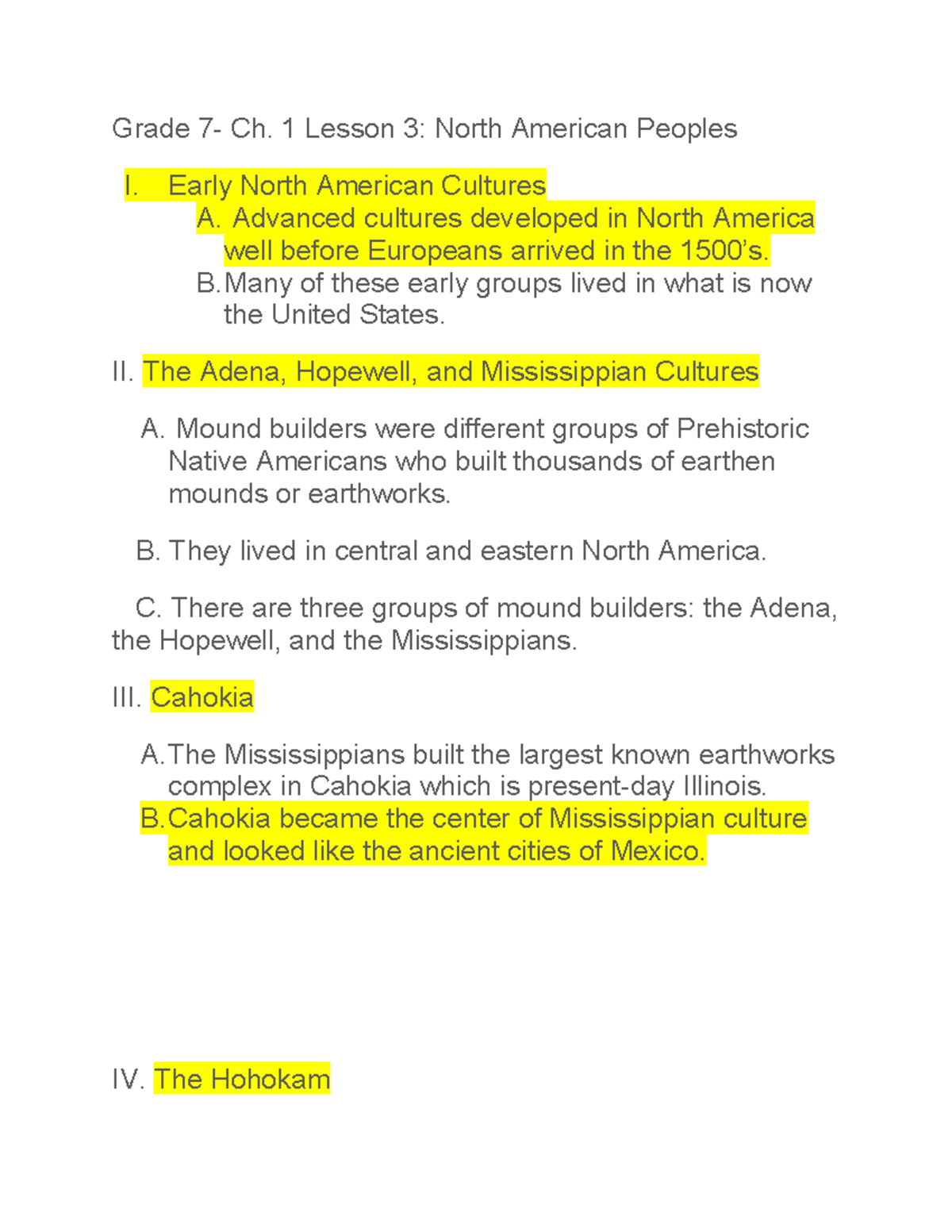 Grade 7 - Ch. 1, Lesson 3: Overview of North American Cultures - Studocu
