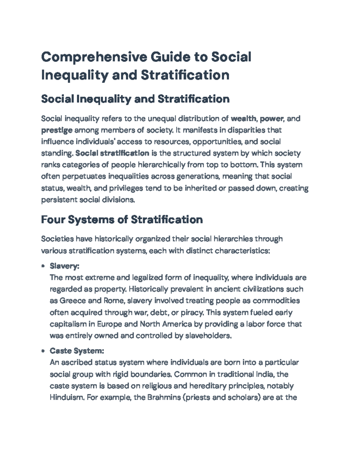 Comprehensive Analysis of Social Inequality & Stratification (SOC 101 ...