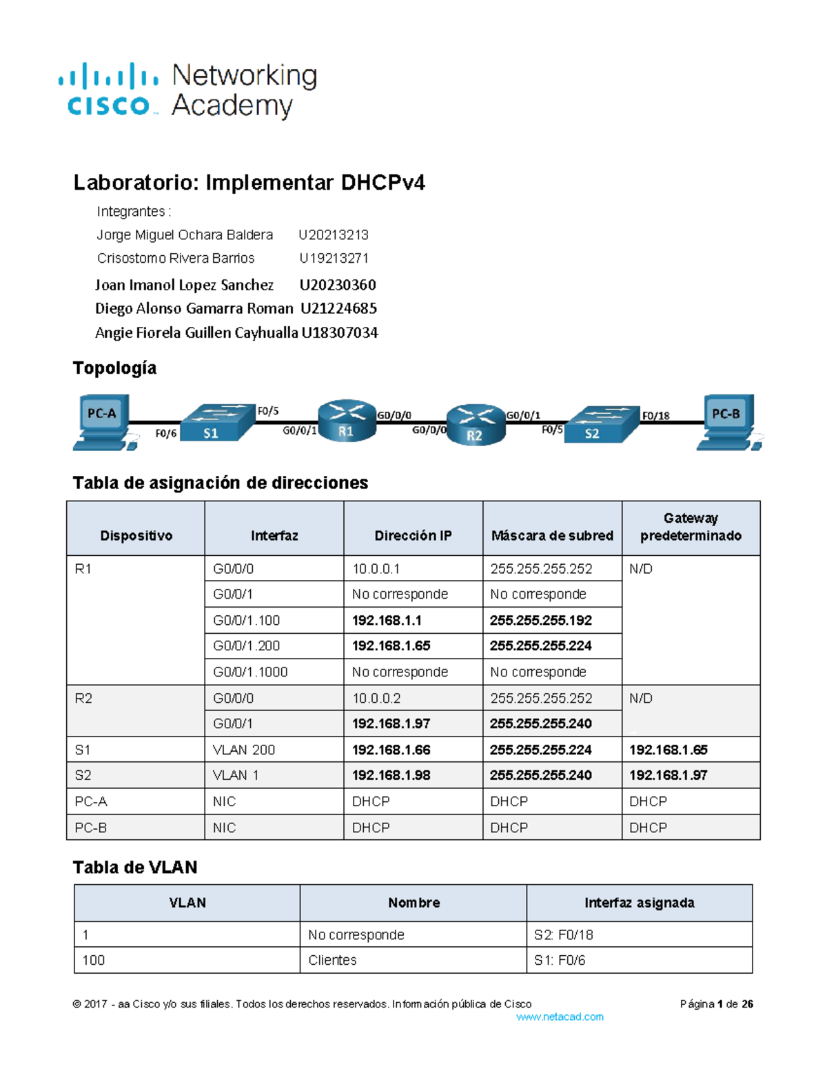 Laboratorio CCNA: Implementación de DHCPv4 y Configuración de VLANs - Studocu