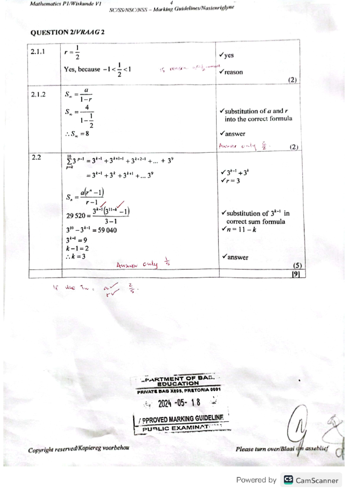 Cam Scanner 07-04-2024 15 - Mathematics VI Marking QUESTION 2IVRAAG2 2. ...