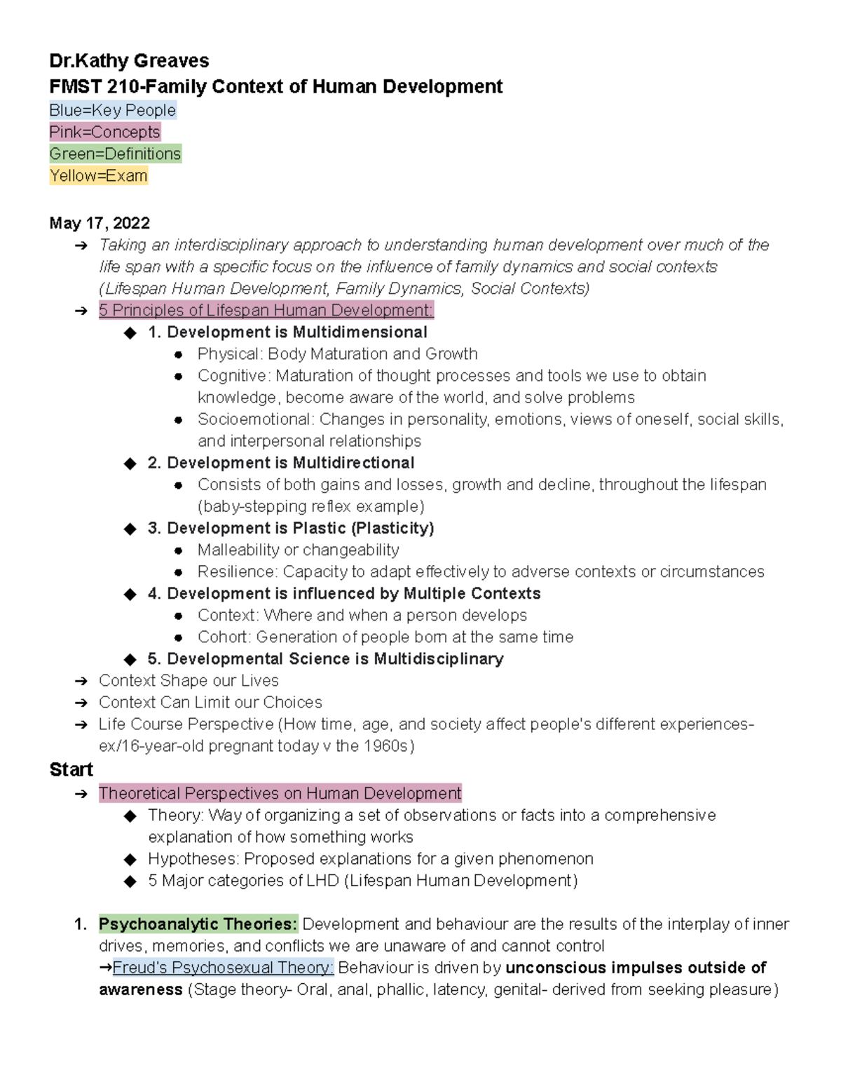 FMST 210 Lecture Notes: Understanding Human Development Dynamics - Studocu