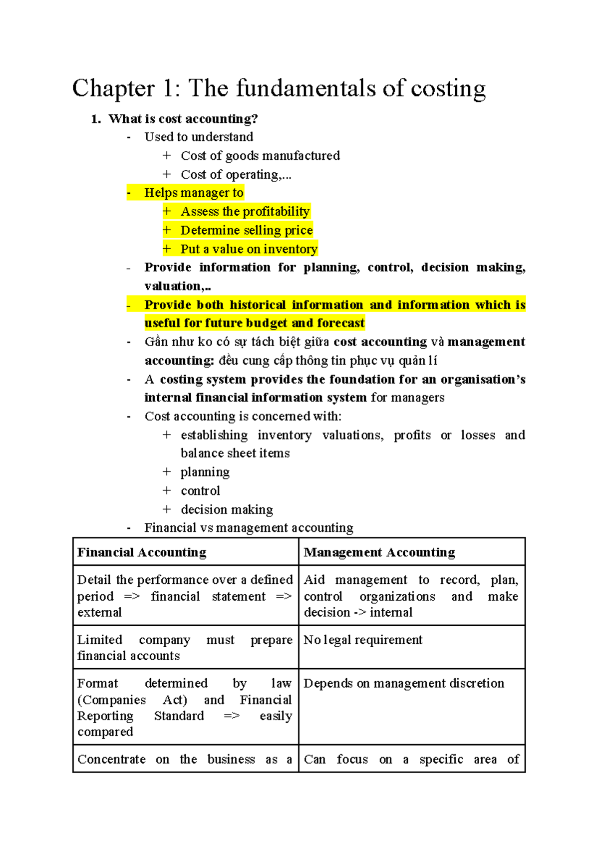 [MI] Chapter 1: Fundamentals of Cost Accounting and Budgeting - Studocu