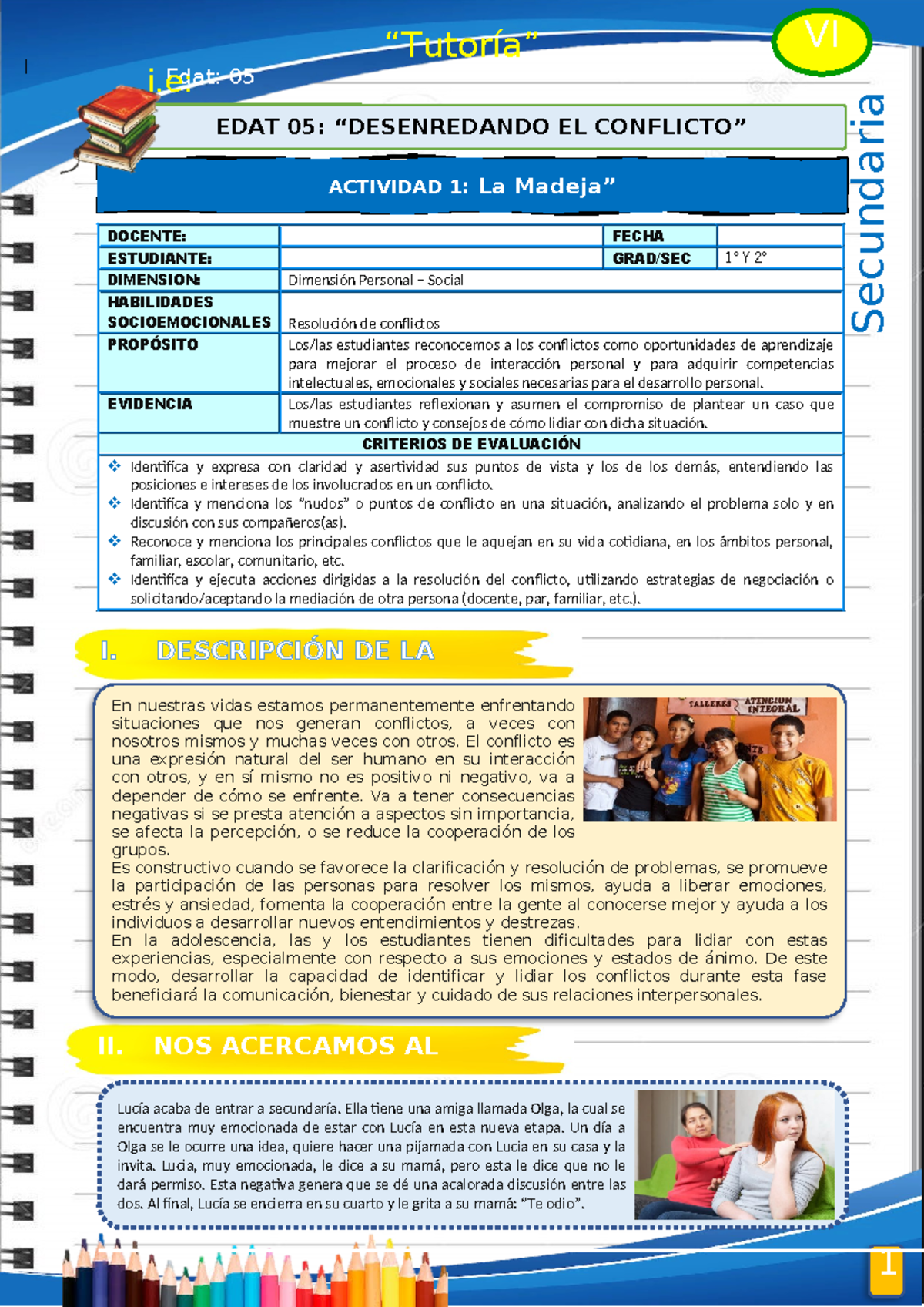 Actividad 1: Resolución de Conflictos - EDAT 05 para Secundaria - Studocu