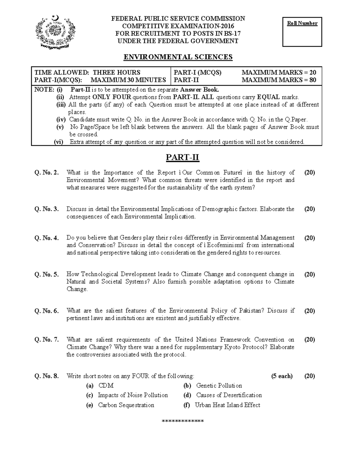 Environmental Science 2016: Federal Public Service Exam MCQs Guide ...
