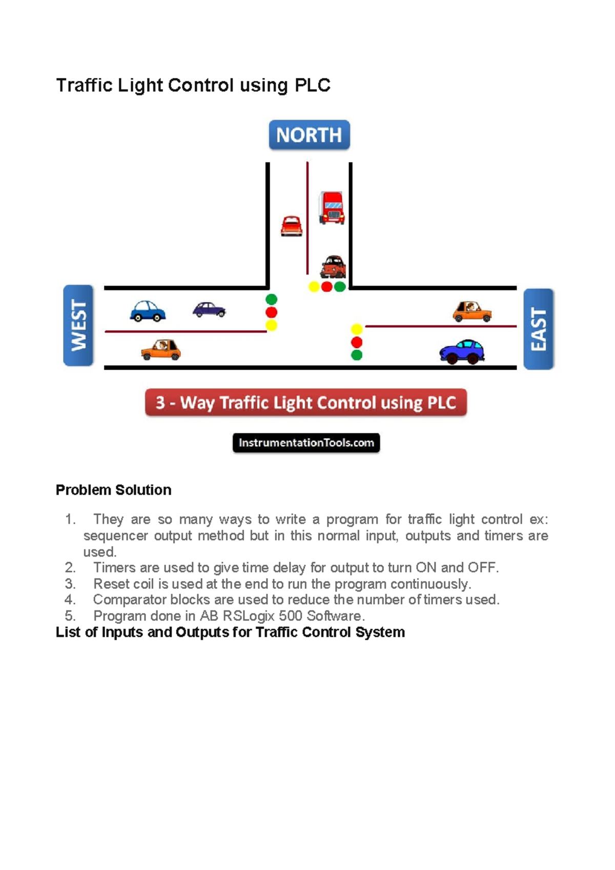 Exercise - 3 Way Traffic Control using PLC Logic and Timers - Studocu