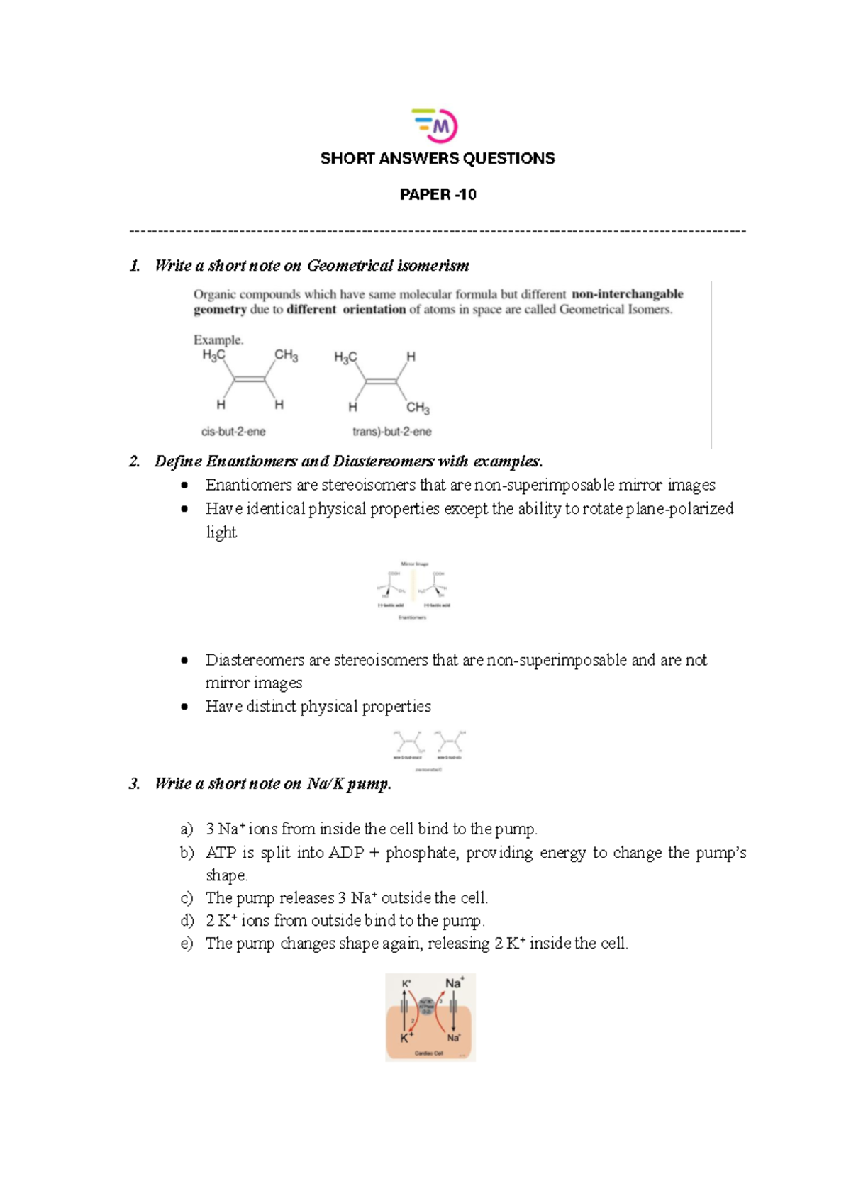 Chemistry 2.P - Short Answer Questions on Isomerism & Reaction Rates ...