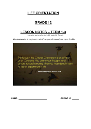 [Solved] 5 different definitions of life roles - Life Orientation - Studocu