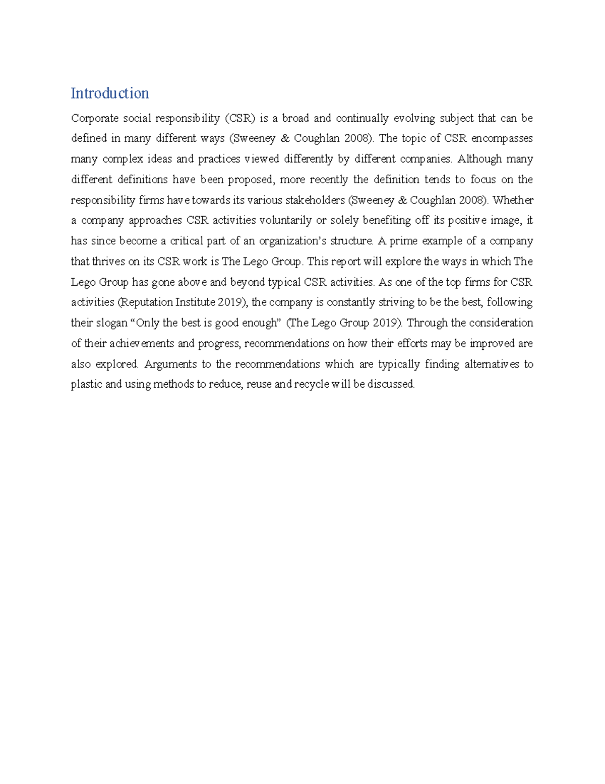 Assignment 2 - LEGO - lego - Introduction Corporate social ...