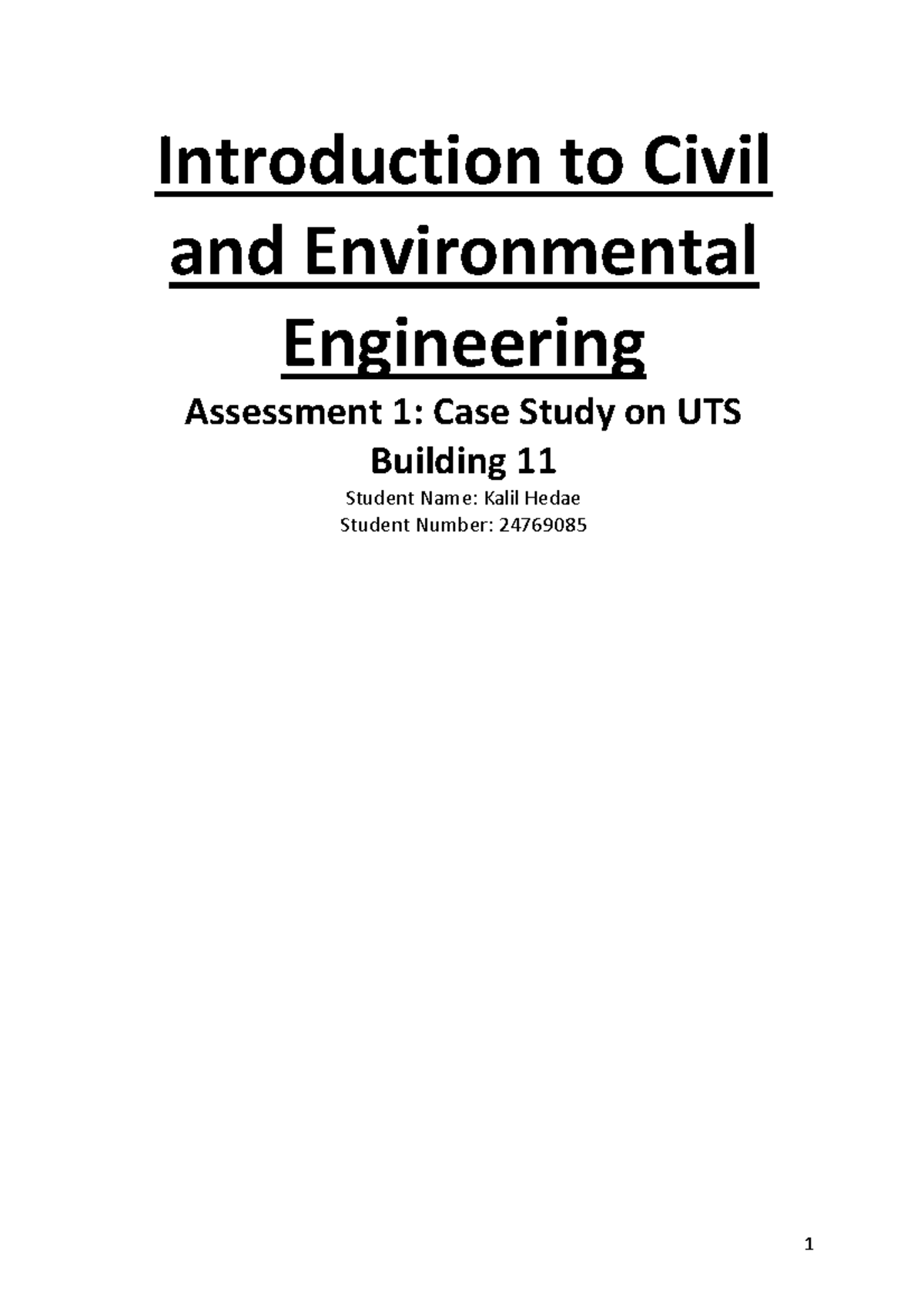 Assessment 1: Case Study on UTS Building 11 in Civil Engineering - Studocu