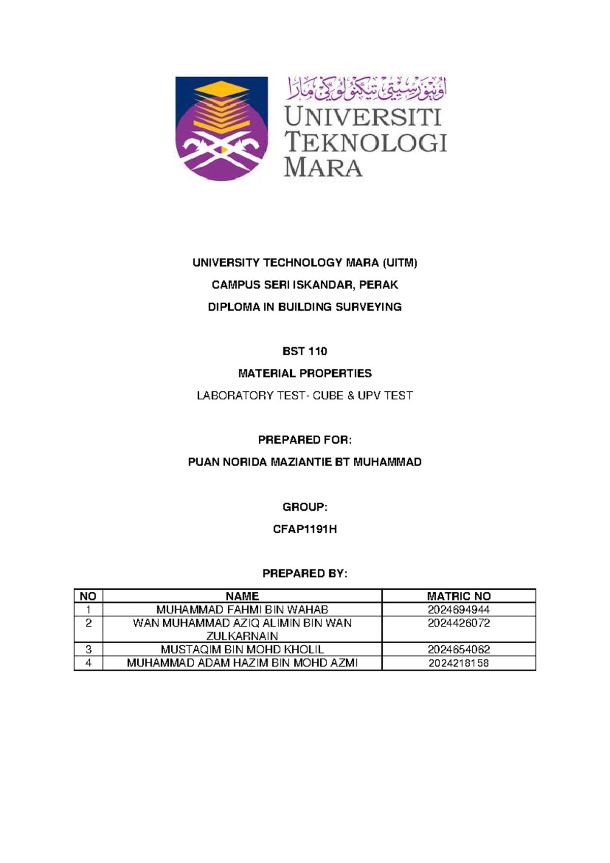 BST 110 Material Properties Lab: UPV Test Guide - Studocu