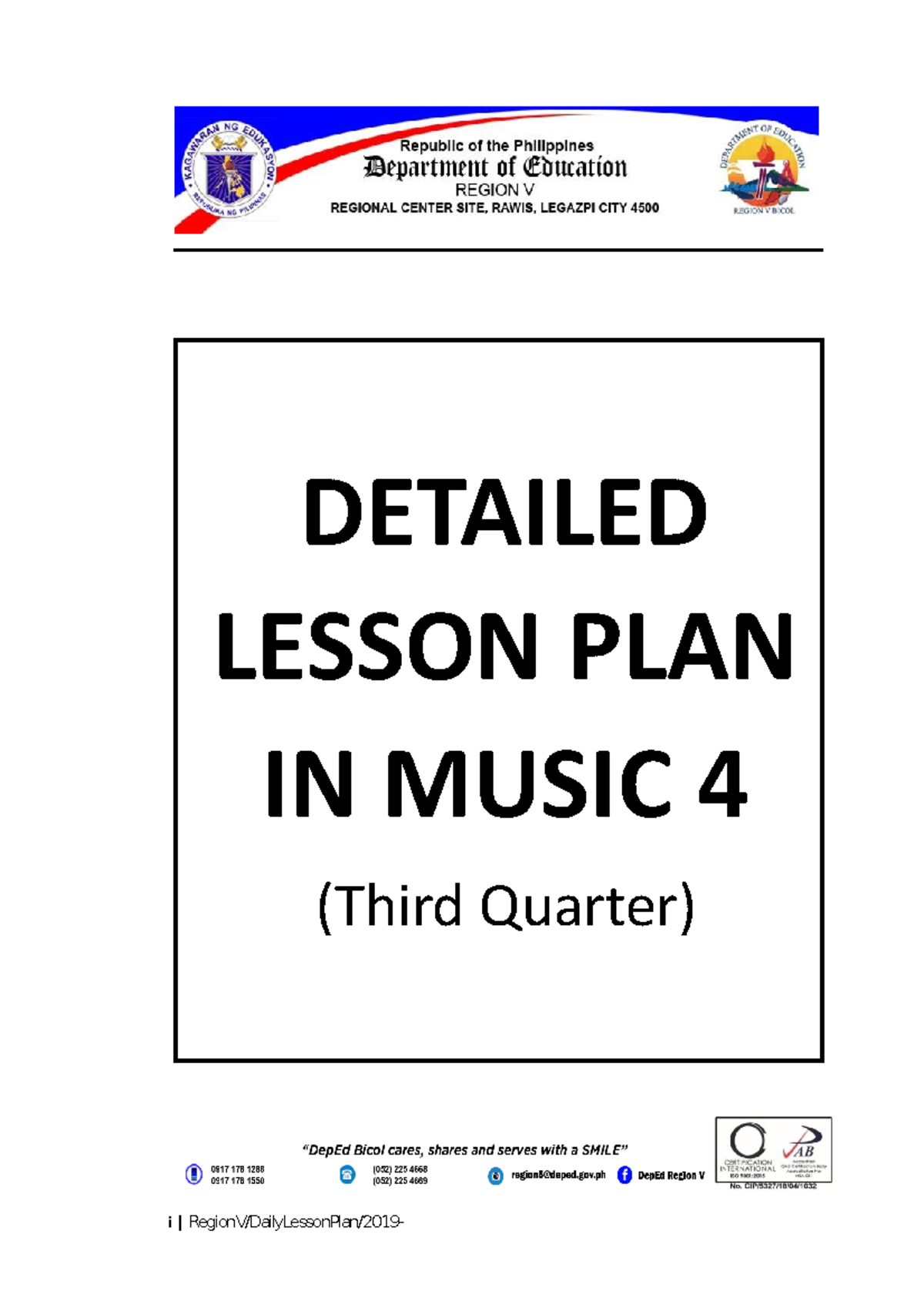 Grade 4 Music 3rd Quarter - i | RegionV/DailyLessonPlan/2019- DETAILED ...