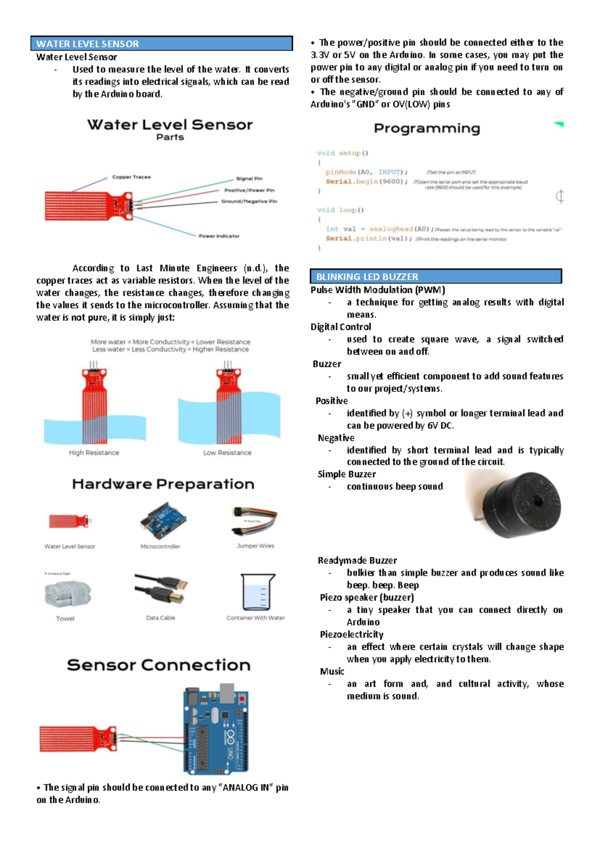 Grade 12 Finals Reviewer: Water Level Sensor & Arduino Integration ...